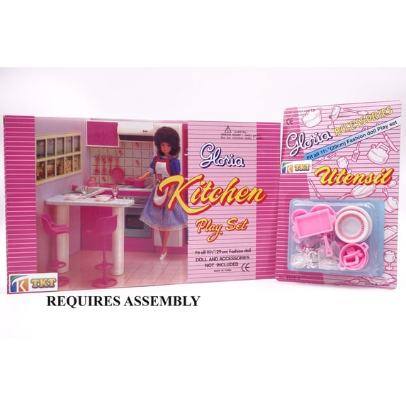 Gloria Kitchen Set Plus Utensil Play Set for dolls Furniture By TKT - Walmart.com