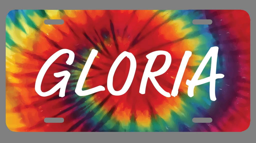 Gloria Name Tie Dye Style License Plate Tag Vanity Novelty Metal | UV ...