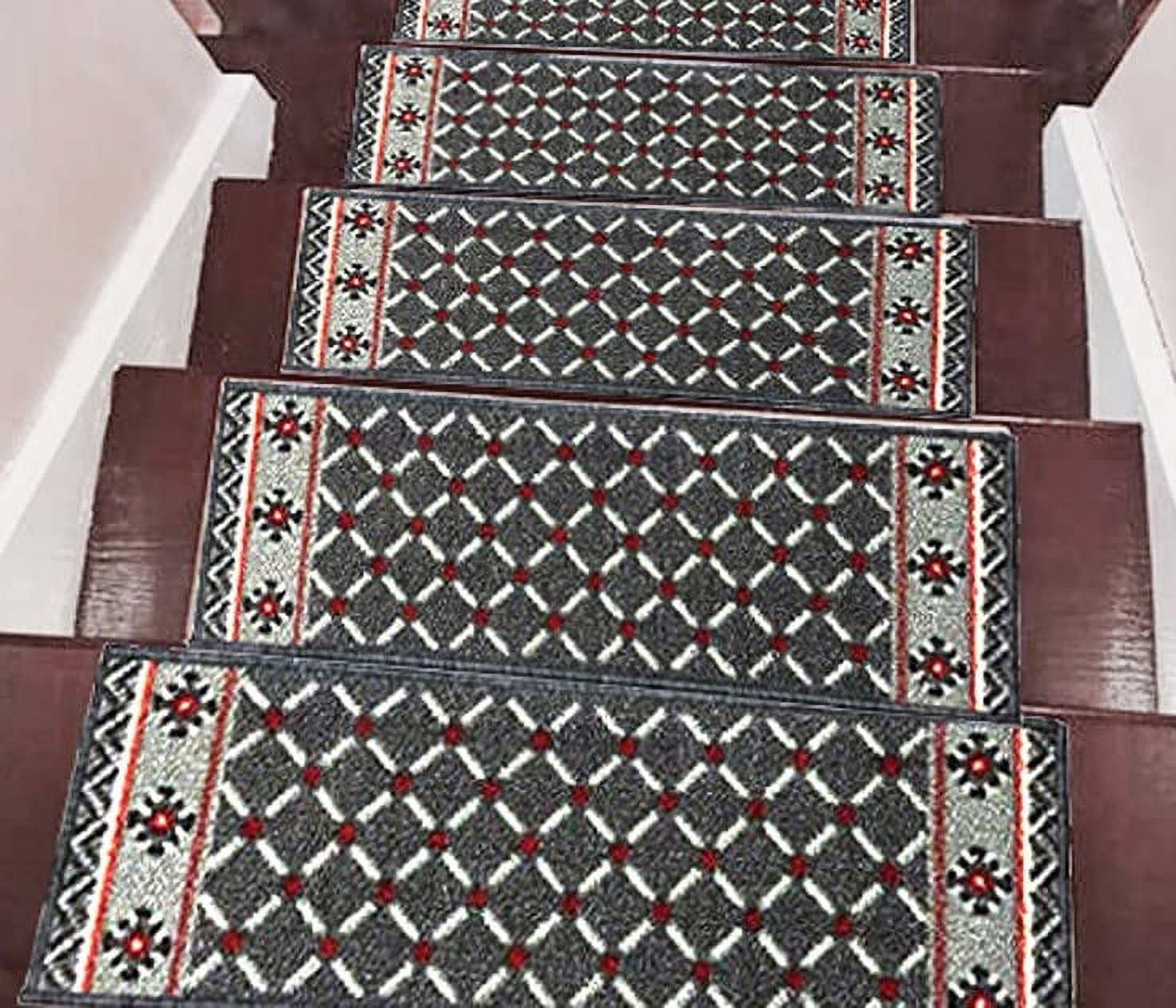 Gloria Non-Slip Indoor Staircase Step Rug, Machine Washable, Stain ...