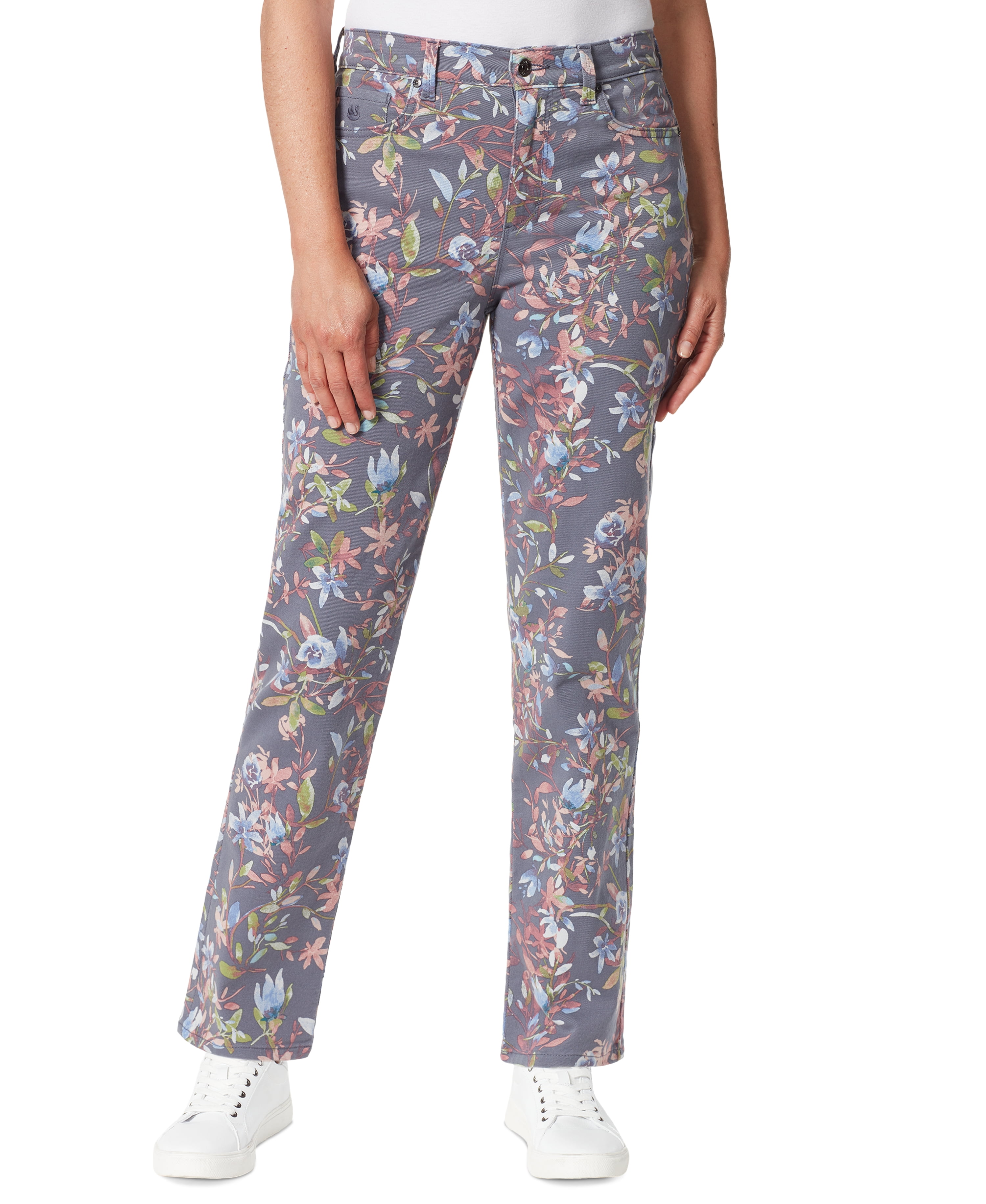 Gloria Vanderbilt Amanda Printed Jean Iron Anchor Grey Floral 16S ...