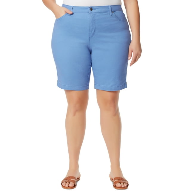 Gloria Vanderbilt Plus Size Amanda Bermuda Shorts Wedgewood 18W - Walmart.com