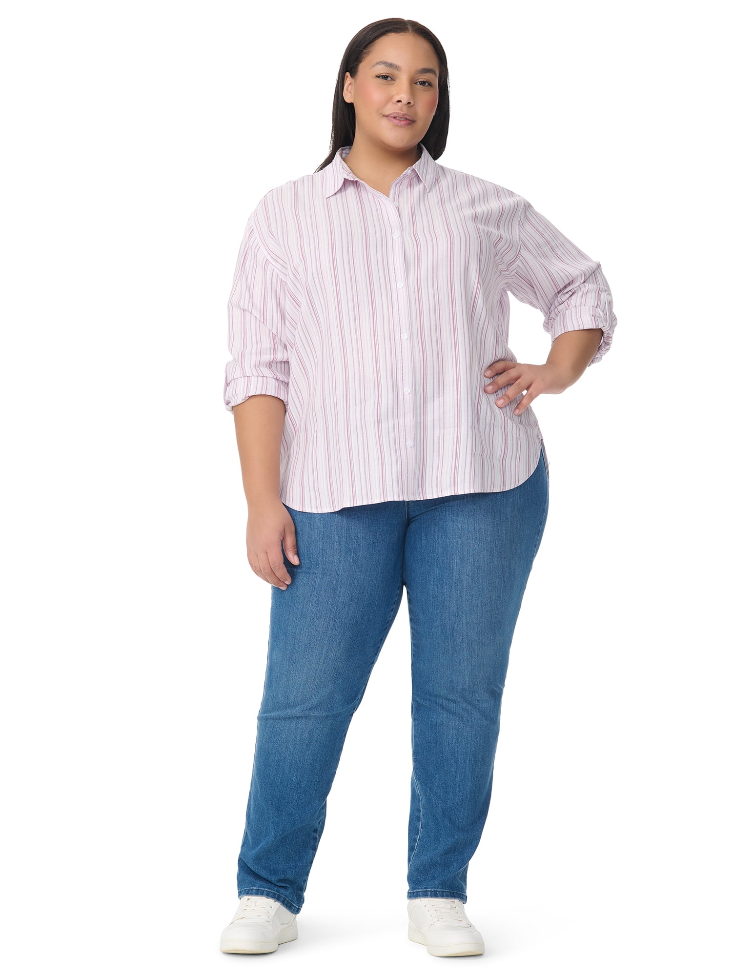 Gloria Vanderbilt Swan Series Women's Plus Amanda Oversized Shirt ...