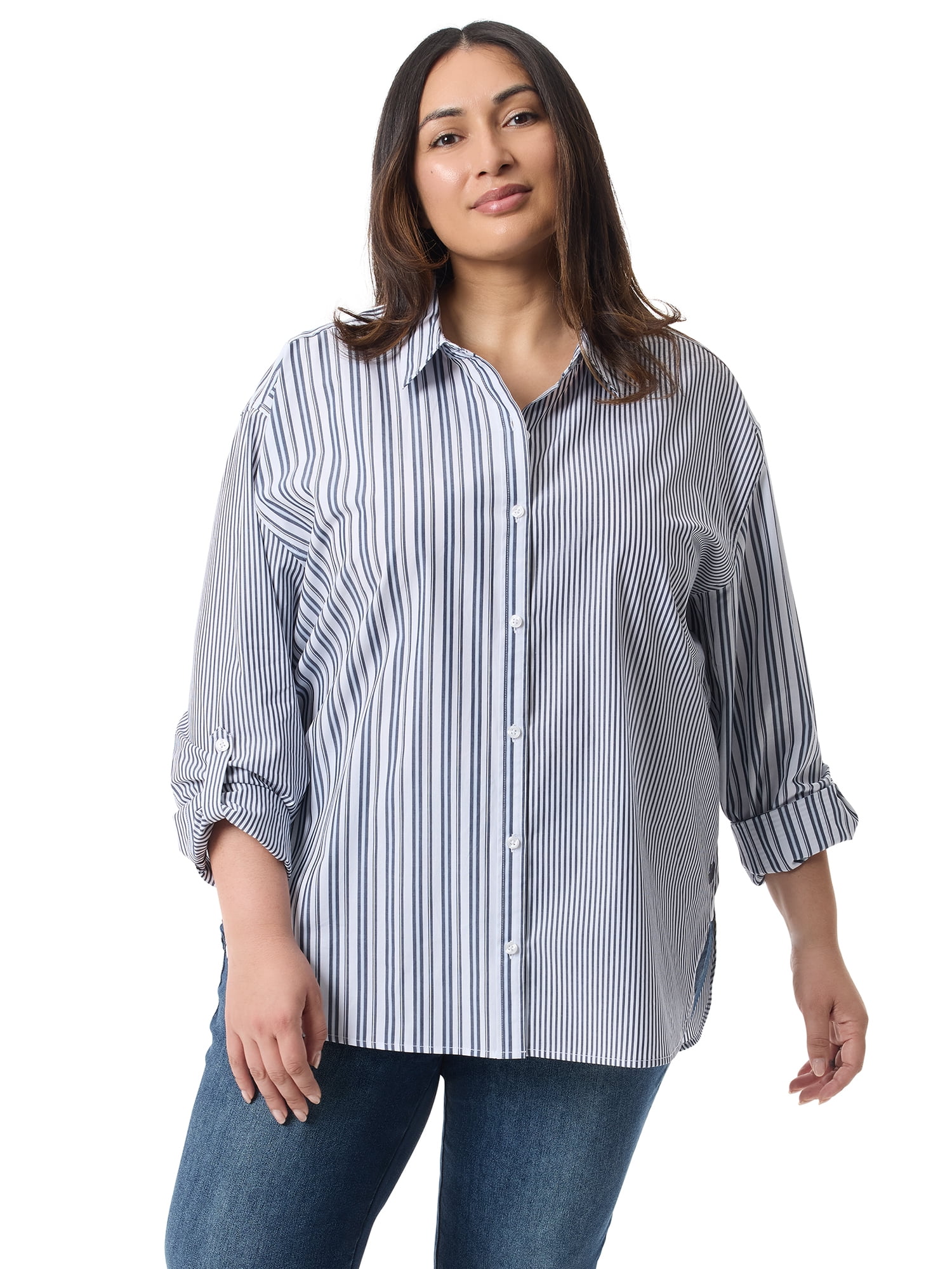 Gloria Vanderbilt Swan Series Women's Plus Amanda Oversized Shirt ...