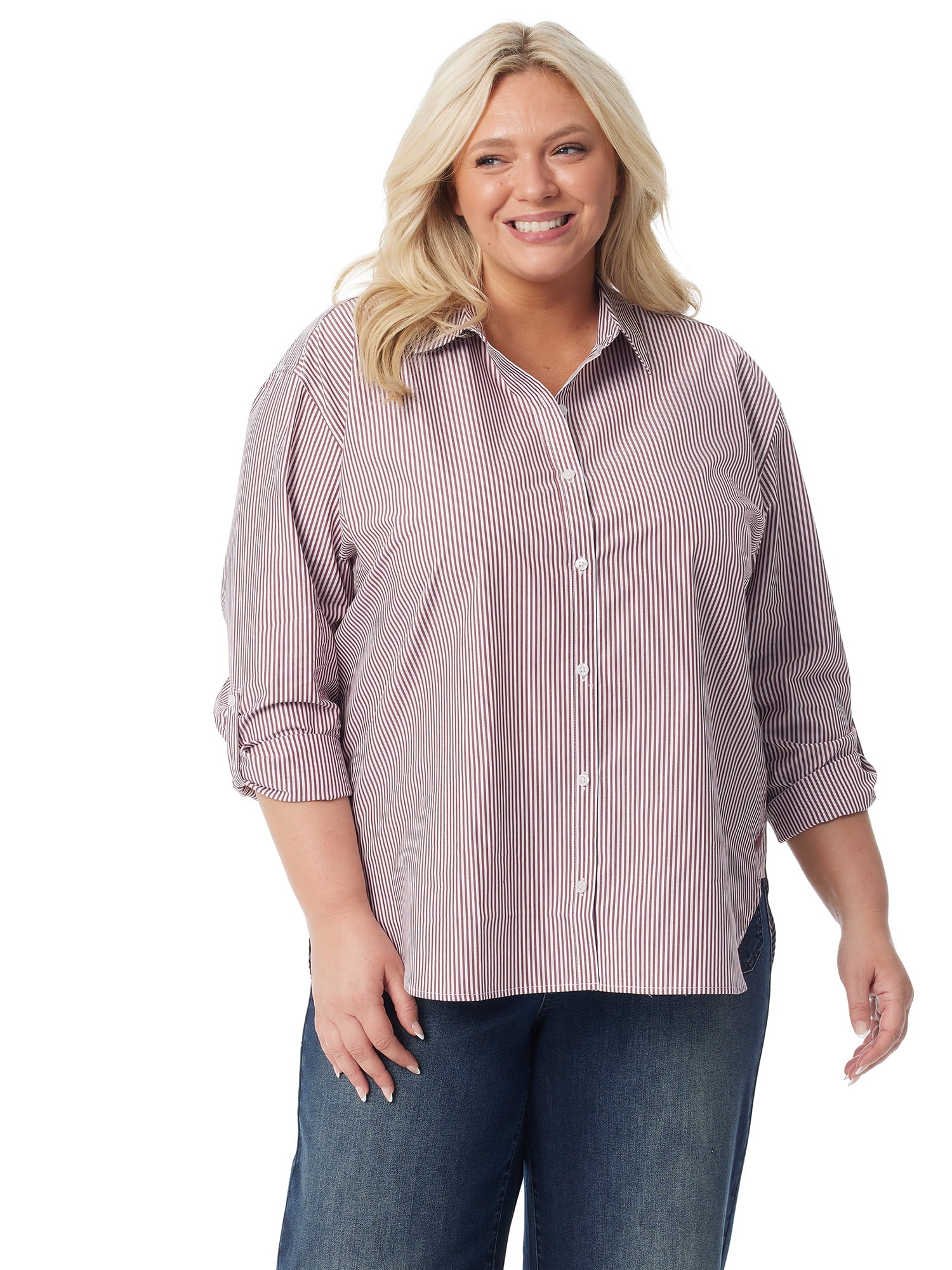 Gloria Vanderbilt Swan Series Women's Plus Amanda Oversized Shirt, Sizes 0X-4X - Walmart.com
