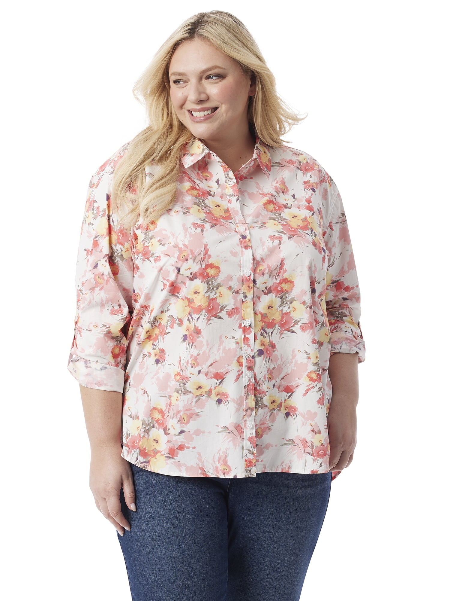 Gloria Vanderbilt Swan Series Women's Plus Amanda Oversized Shirt ...