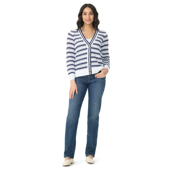 Gloria Vanderbilt Swan Series Women's Texture Stripe Cardigan, Sizes XS ...