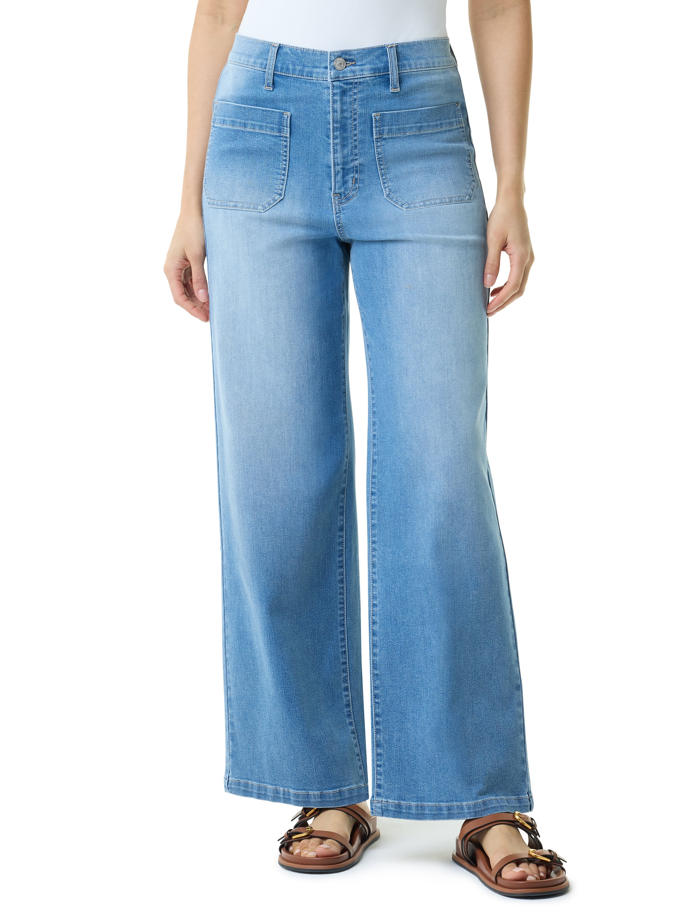 Gloria Vanderbilt Swan Series Women's Wide Leg Patch Pocket Jeans ...