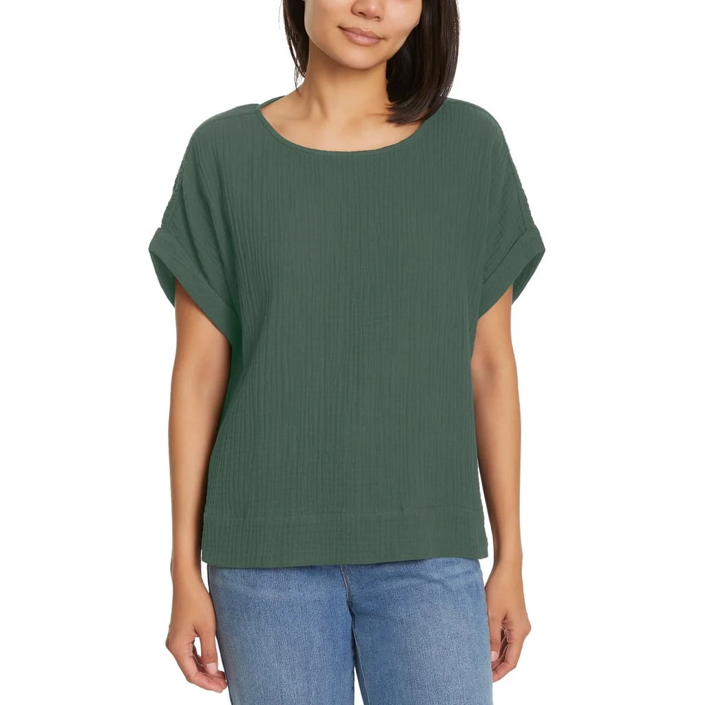 Gloria Vanderbilt Women's Short Sleeve Cotton Gauze Pullover Top (US ...