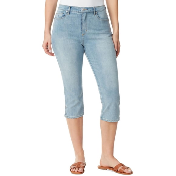 Regular Women S High Rise Denim Capris With Roll Up Cuffs