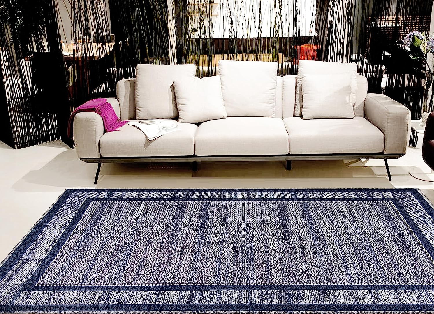 Gloria - Washable Area Rug Low Profile Bordered Washable Runners Anti ...