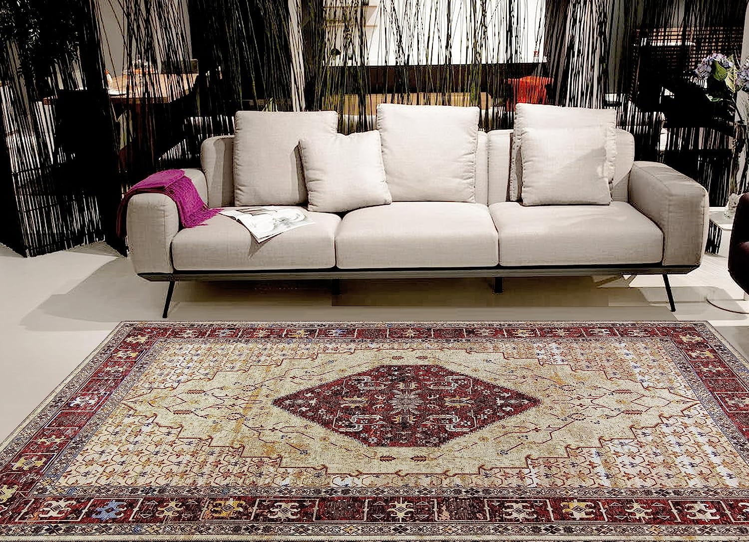 Gloria - Machine Washable Non-Skid Rubber Backed Area Rug for Kitchen ...