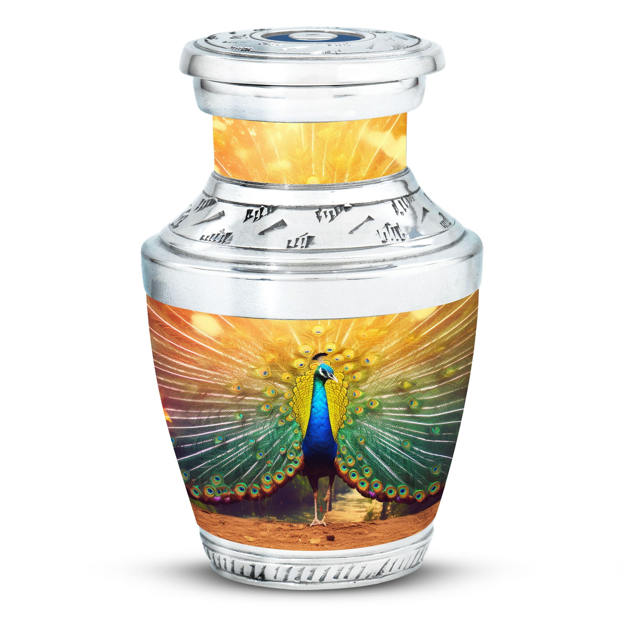 Glorious Peacock Keepsake Urn For Human Ashes, Small Memorial Cremation ...