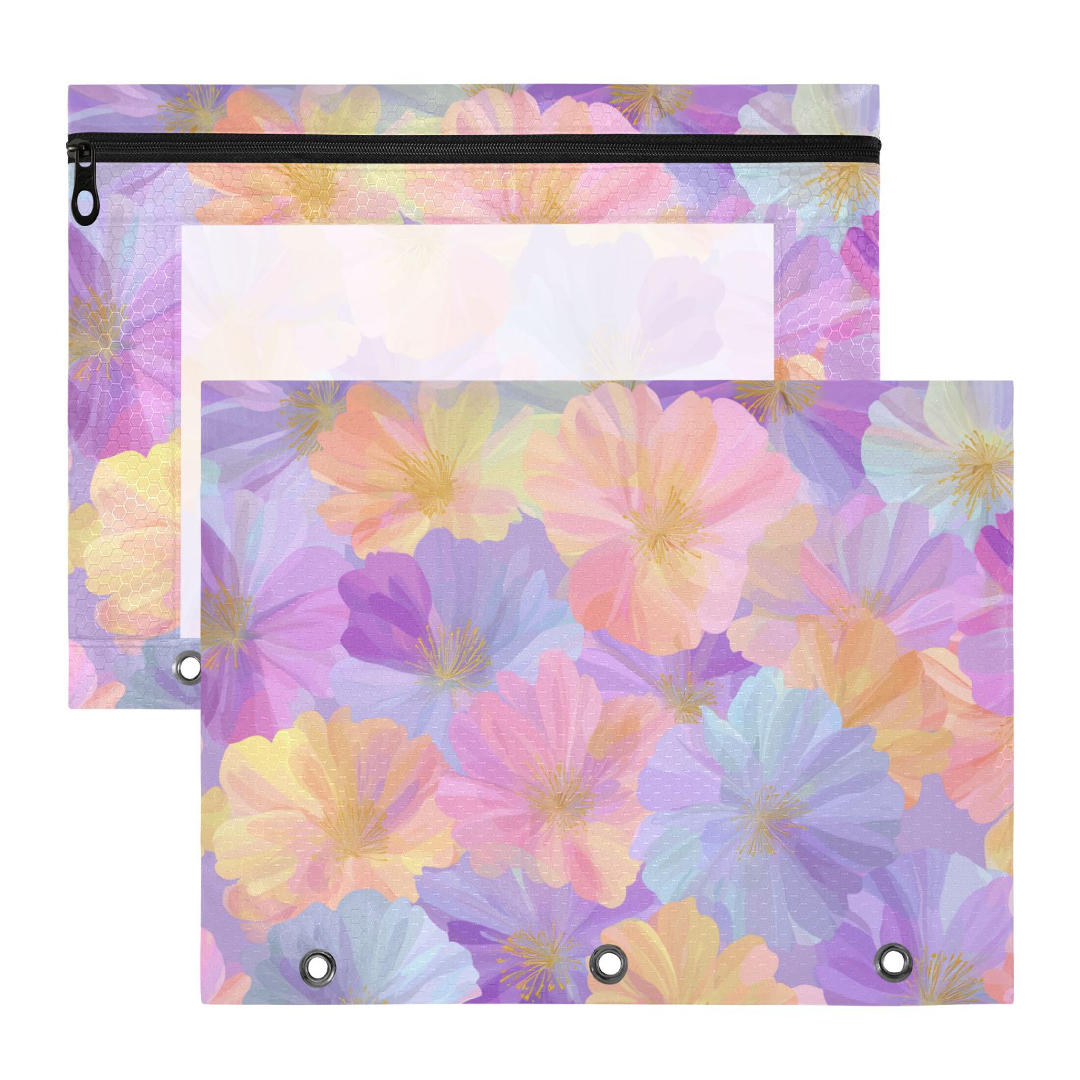 Glorious Petals 3-Ring Binder Pocket with Zipper Pencil Pouches A4 Size ...