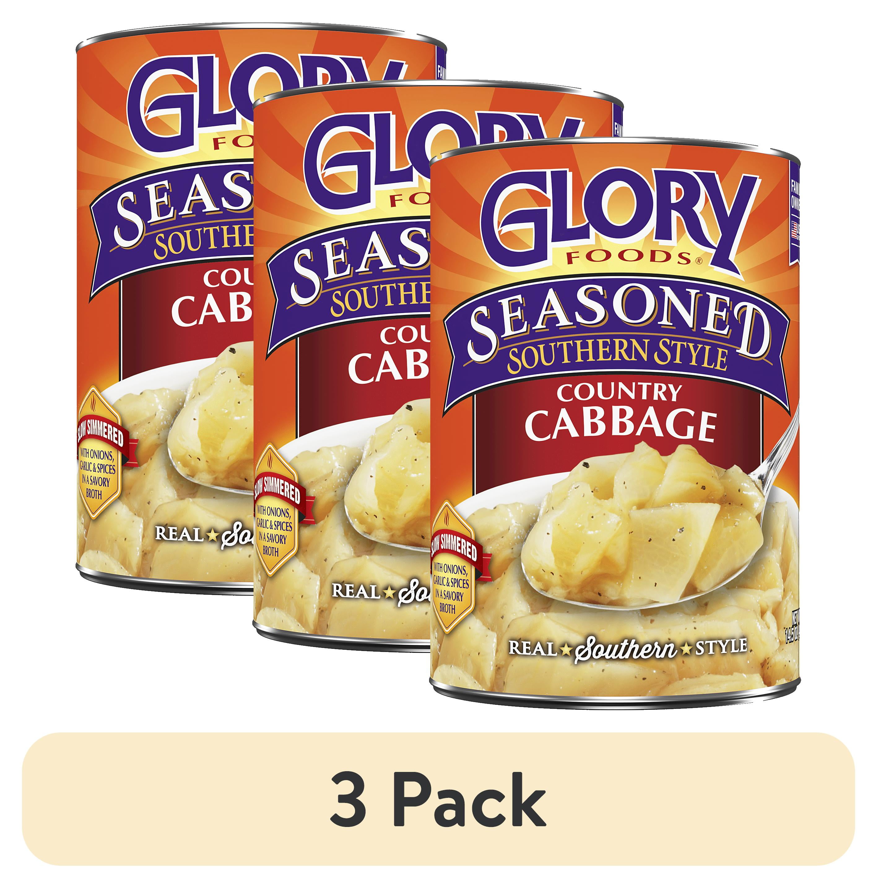 (3 pack) Glory Foods Canned Seasoned Country Cabbage, 14.5 oz, Can ...