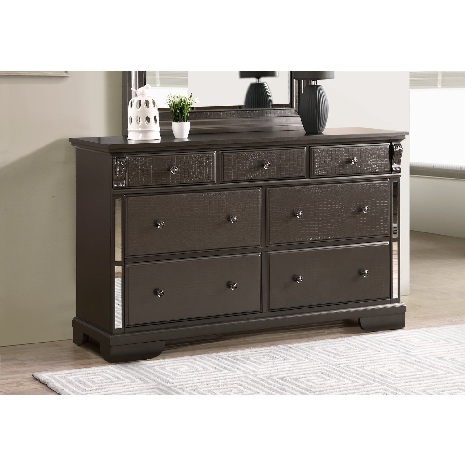 Glory Furniture Ascot 7 Drawer Dresser in Metalic Black - Walmart.com