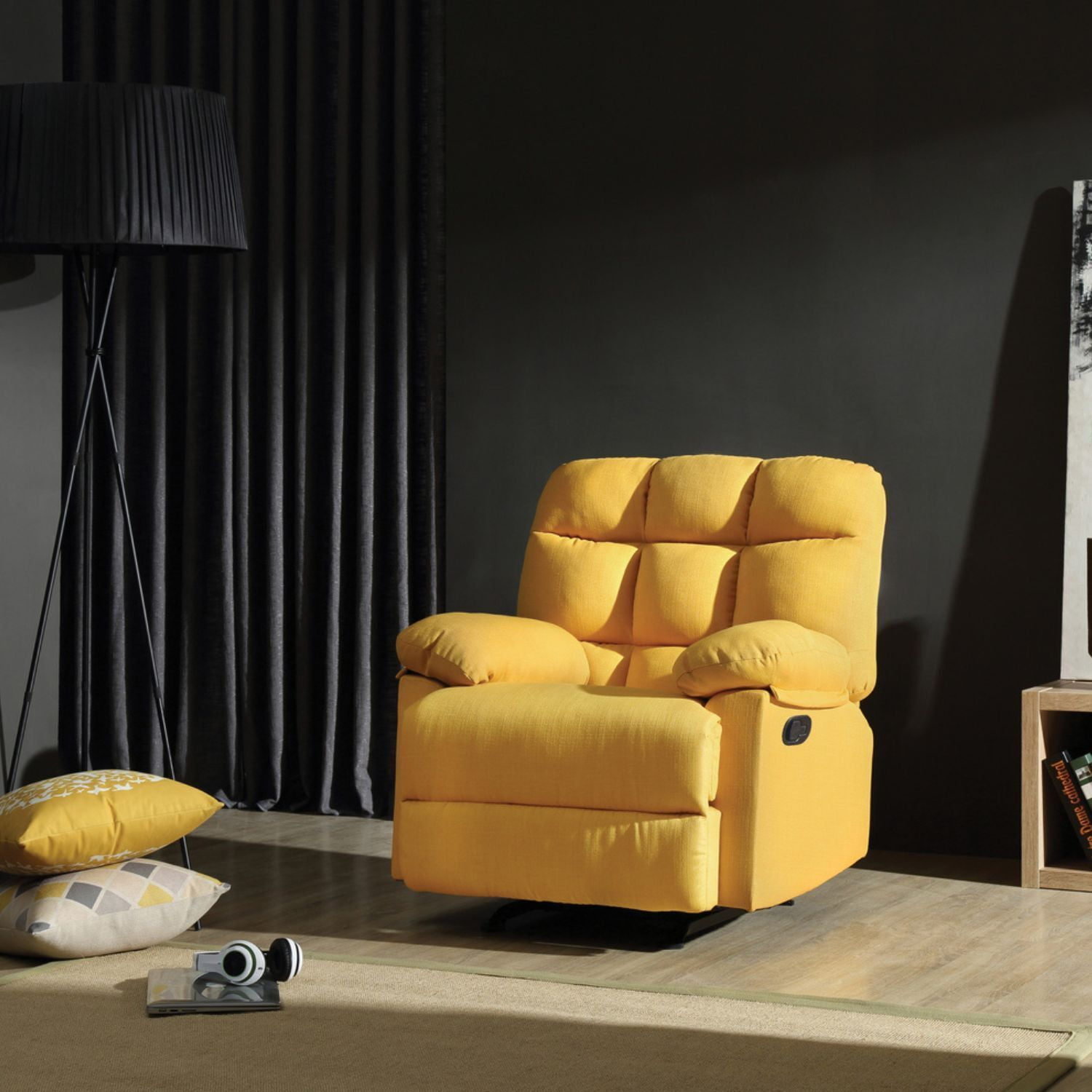 Glory Furniture Cindy Yellow Twill Fabric Rocking Chair Recliner ...