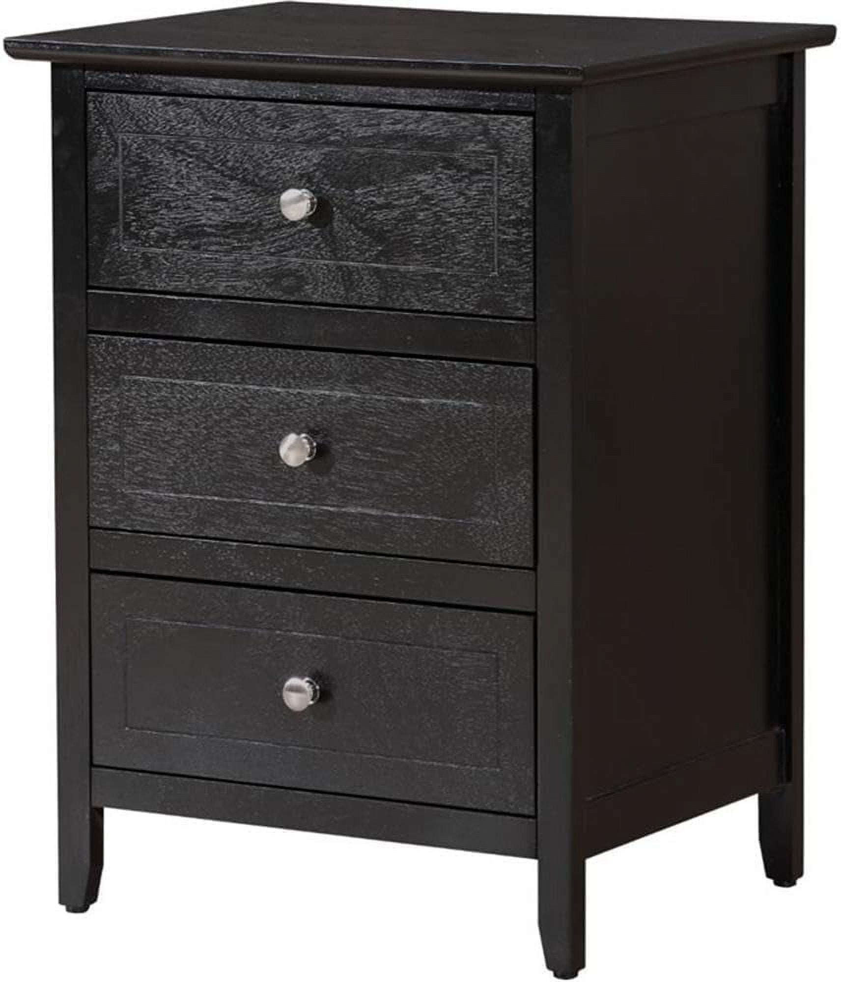 Glory Furniture Daniel 3 Drawer Nightstand in Black - Walmart.com
