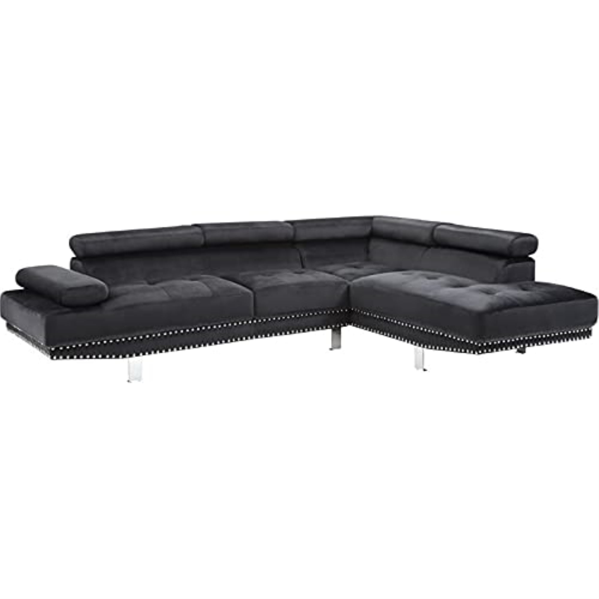 Glory Furniture Derek Velvet Sectional in Black - Walmart.com