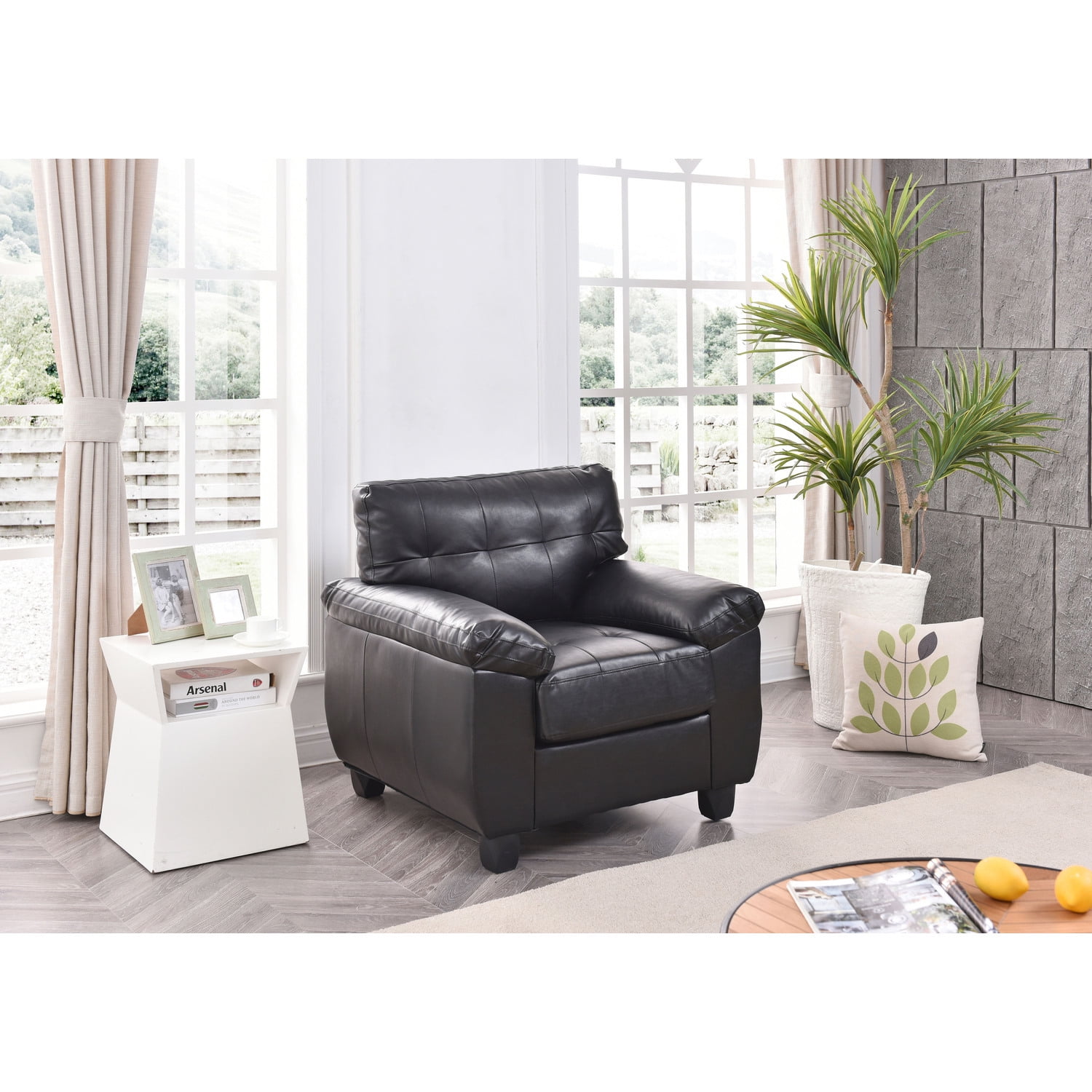Glory Furniture Gallant Faux Leather Chair in Black - Walmart.com