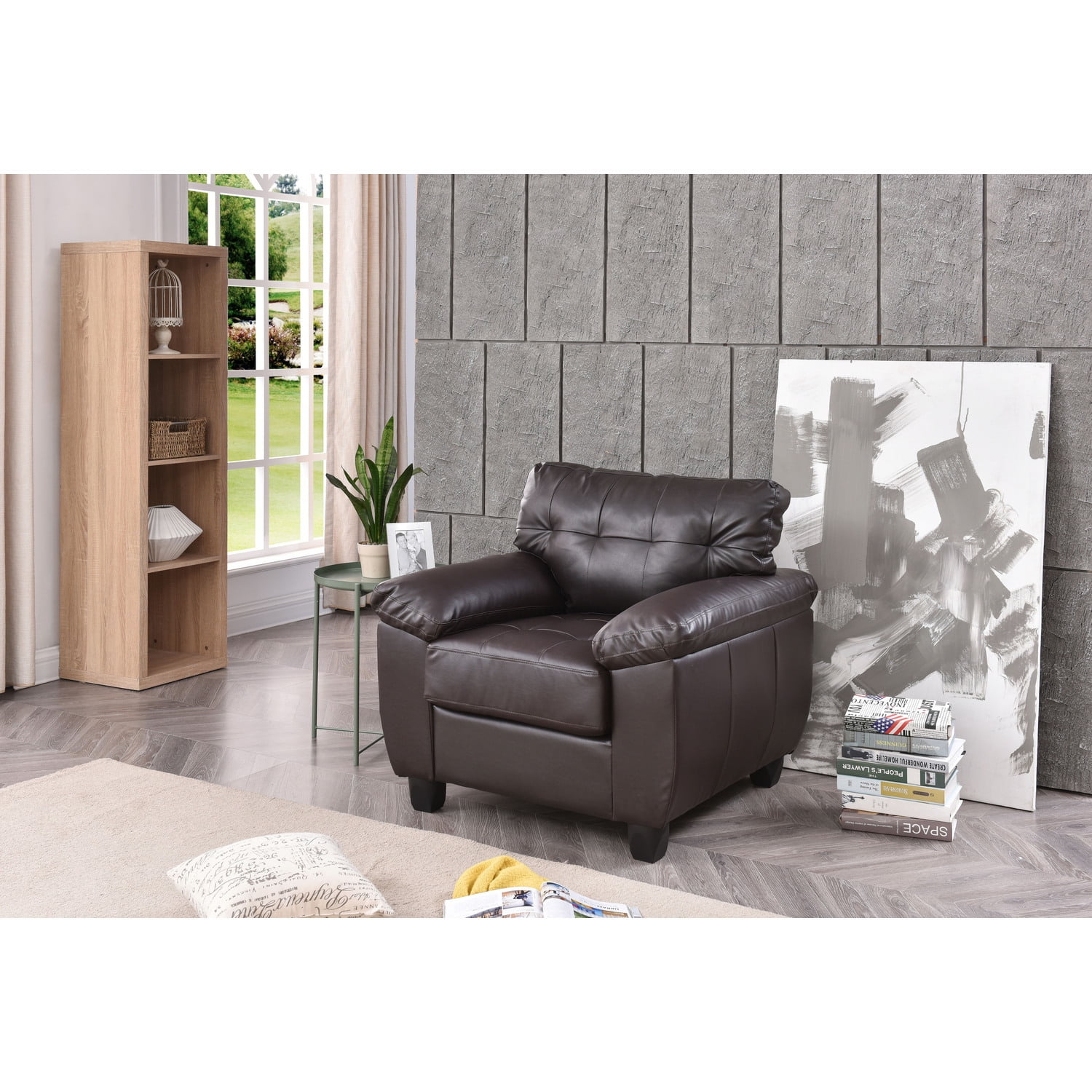 Glory Furniture Gallant Faux Leather Chair in Cappuccino - Walmart.com