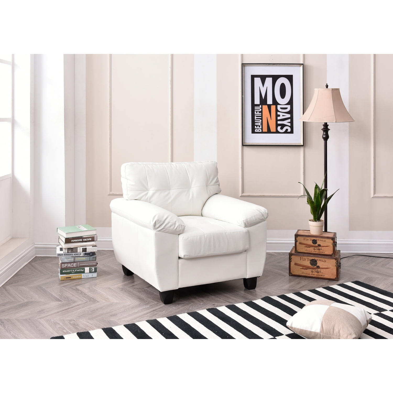 Glory Furniture Gallant Faux Leather Chair in White - Walmart.com