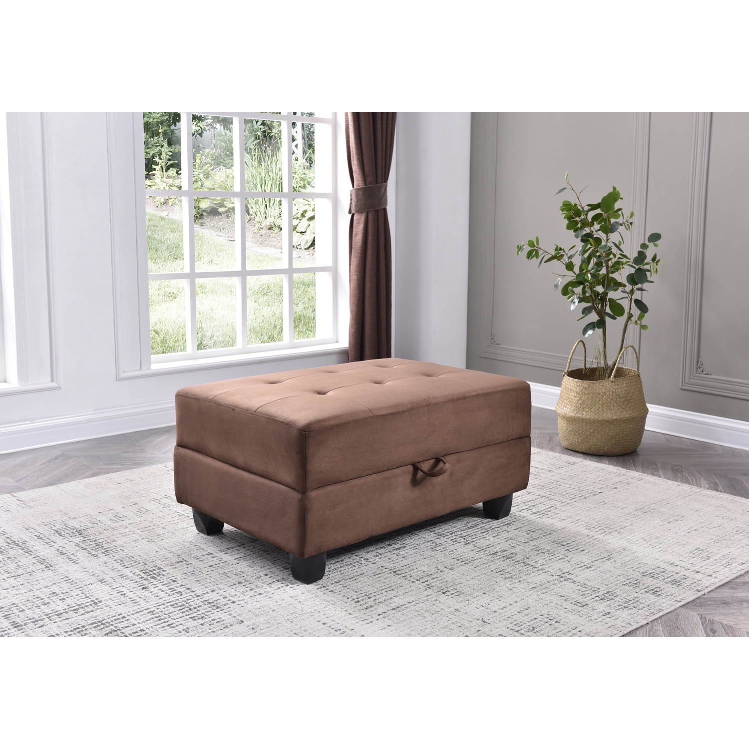 Glory Furniture Gallant Microsuede Ottoman in Chocolate - Walmart.com
