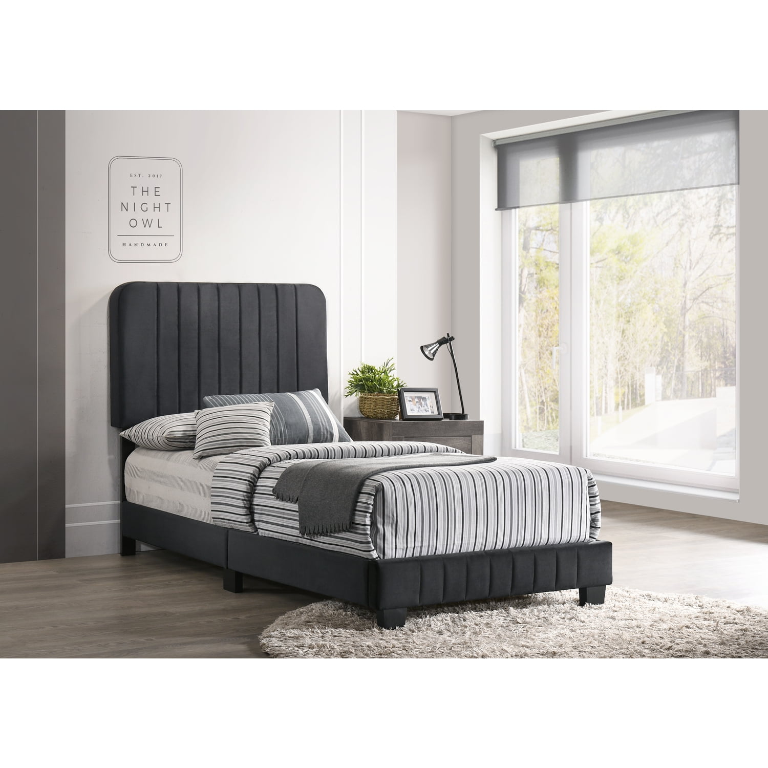 Glory Furniture Lodi Velvet Upholstered Twin Bed in Black - Walmart.com