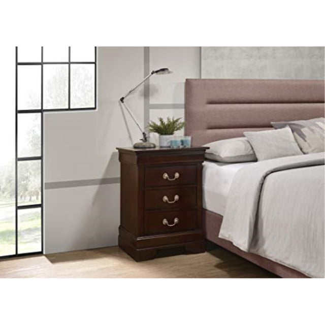 Glory Furniture Louis Phillipe 3 Drawer Nightstand in Cappuccino ...