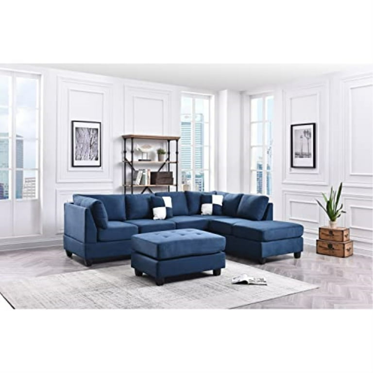 Glory Furniture Malone 2 pc. Reversible Sectional Sofa Navy Blue