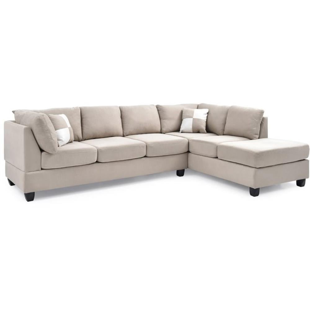 Glory Furniture Tufted Malone Microsuede Sectional Couch in Vanilla ...