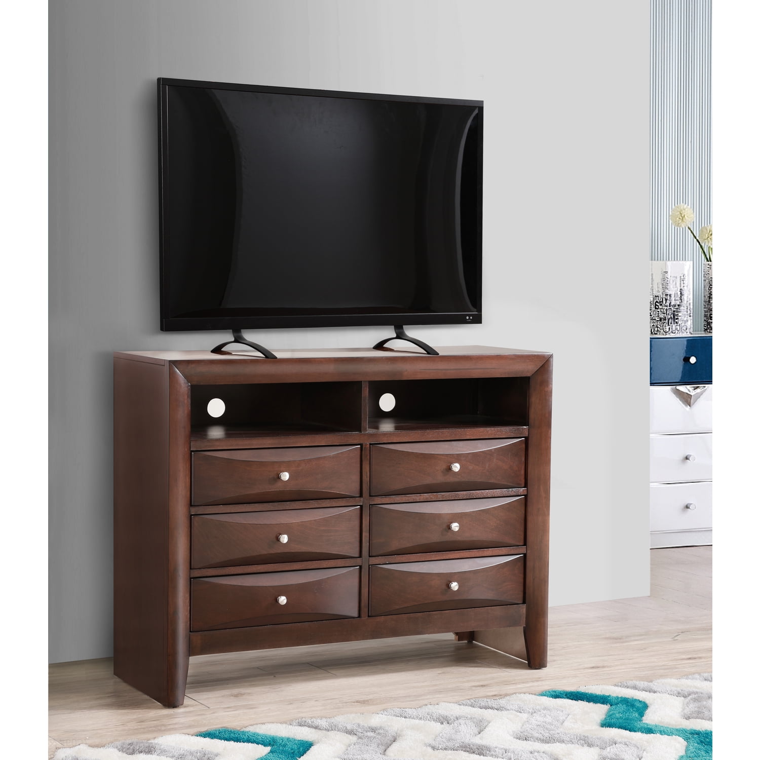 Glory Furniture Marilla 6 Drawer TV Stand in Cappuccino - Walmart.com