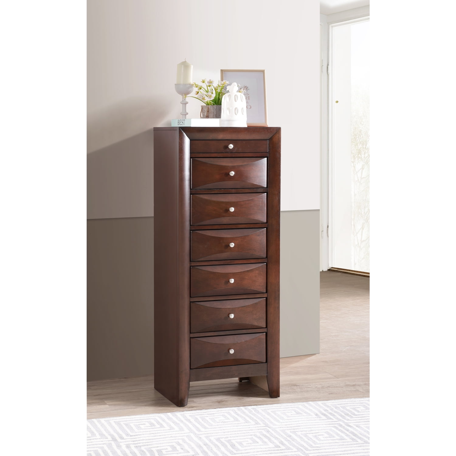 Glory Furniture Marilla 7-Drawers Bedroom Lingerie Chest in Cappuccino ...