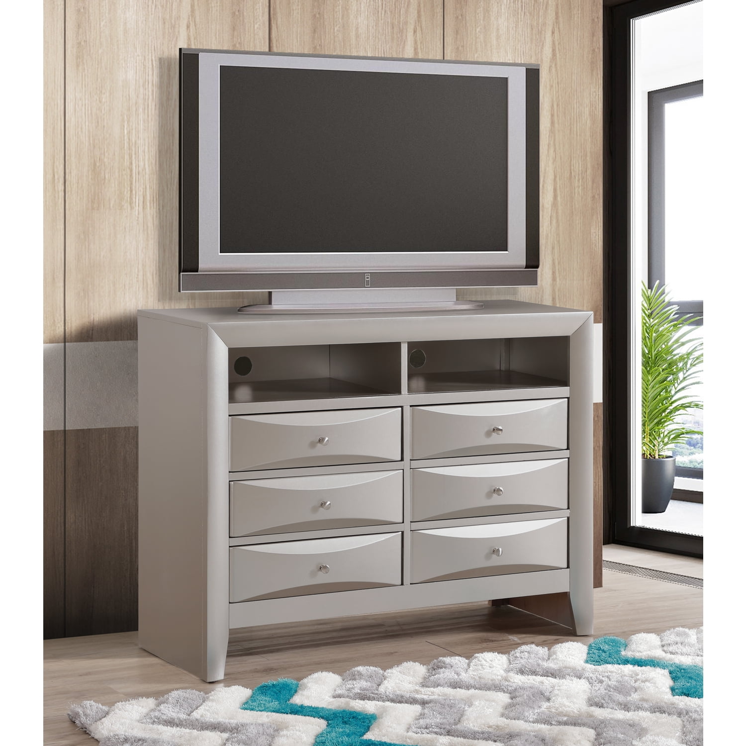 Glory Furniture Marilla 6-Drawer Entertainment Center Console, Wood ...