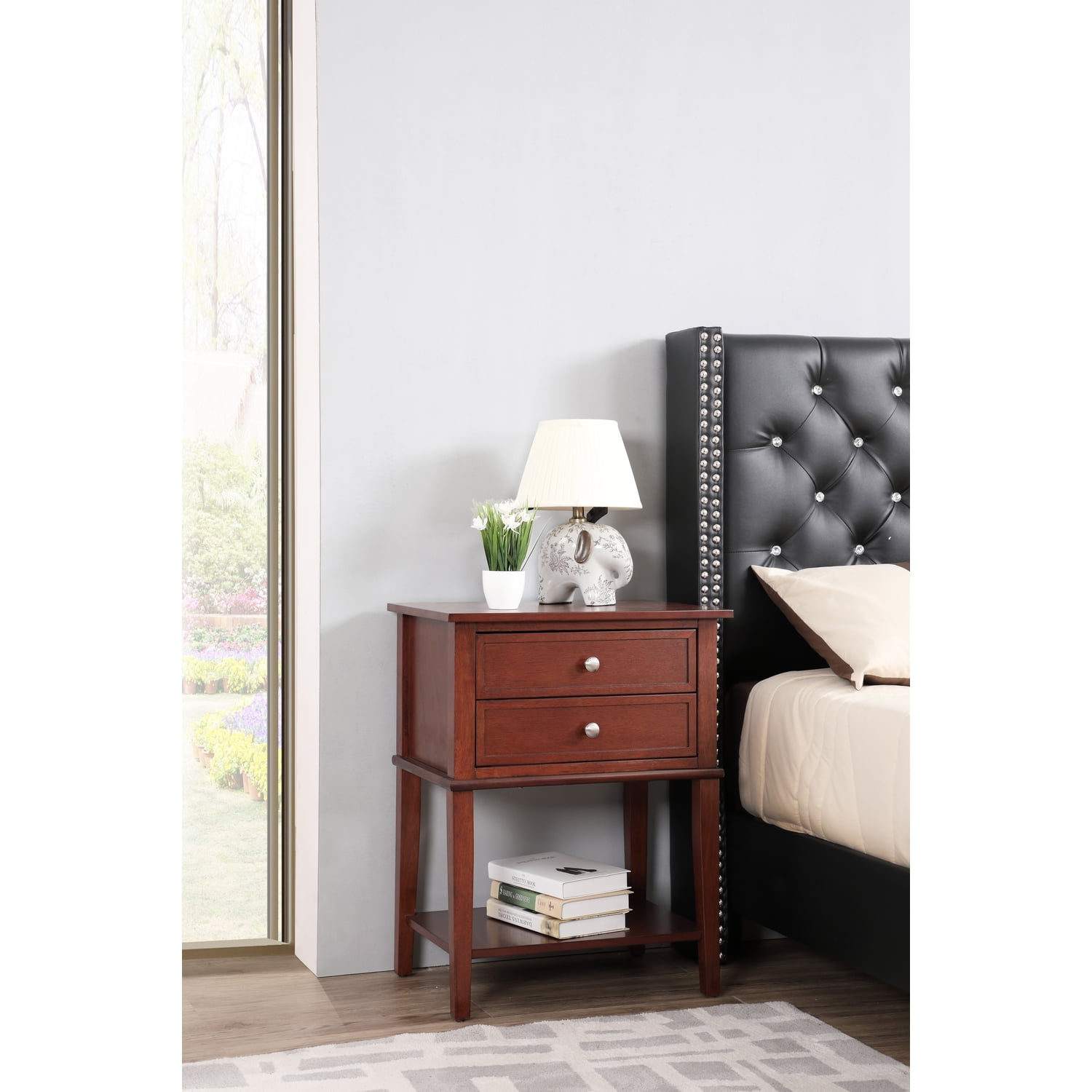 Glory Furniture Newton 2 Drawer Nightstand in Cherry - Walmart.com