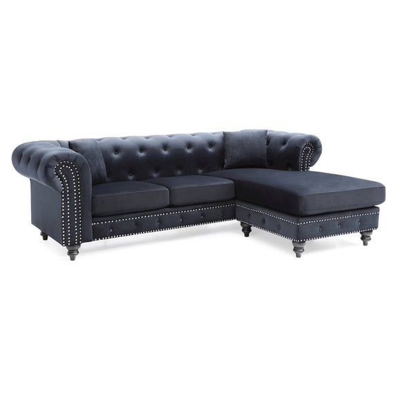 Glory Furniture Nola Sofa Chaise in Black Color - Walmart.com