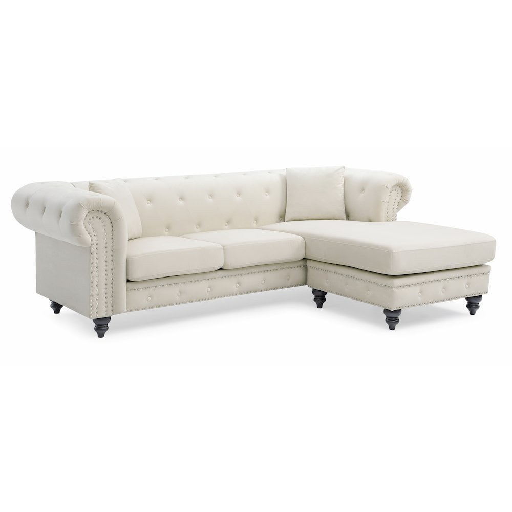 Glory Furniture Nola Sofa Chaise in Ivory Color - Walmart.com