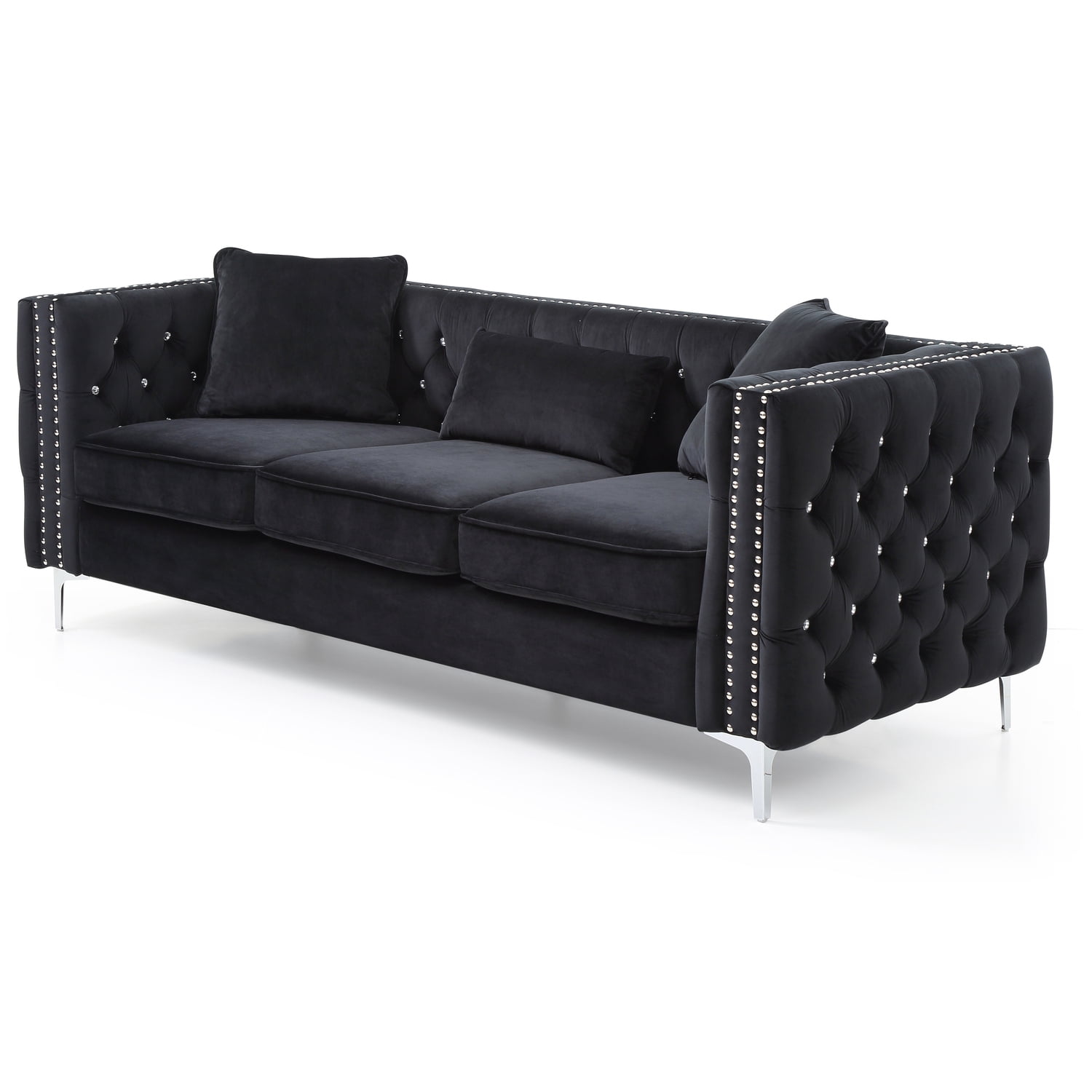 Glory Furniture Paige Velvet Sofa in Black - Walmart.com