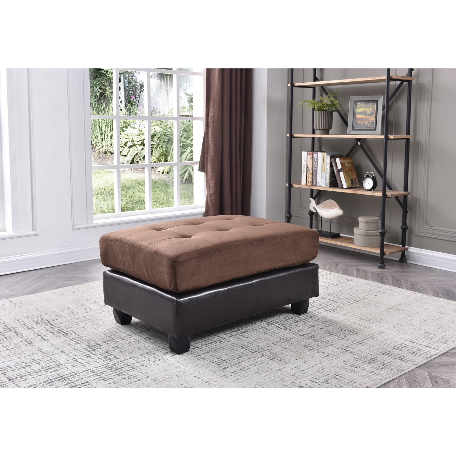 Glory Furniture Pounder Micro-suede Upholstered Ottoman in Chocolate ...