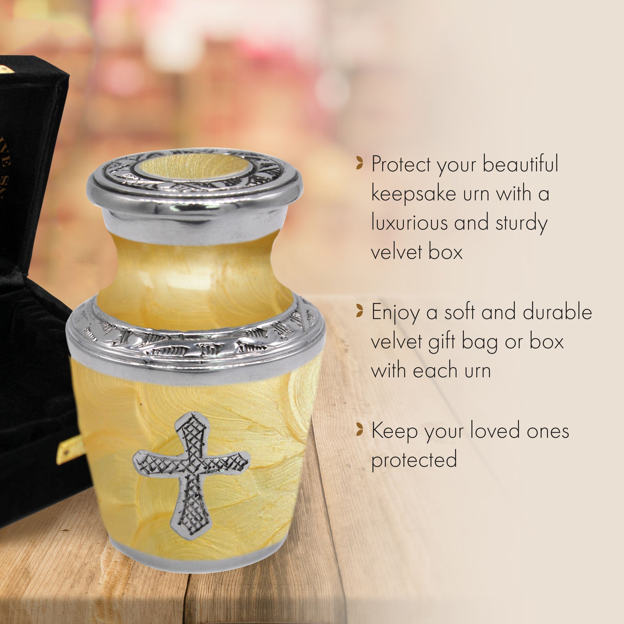 Glory to God Tuscan Yellow Cross Cremation Urns for Human Ashes Adult ...