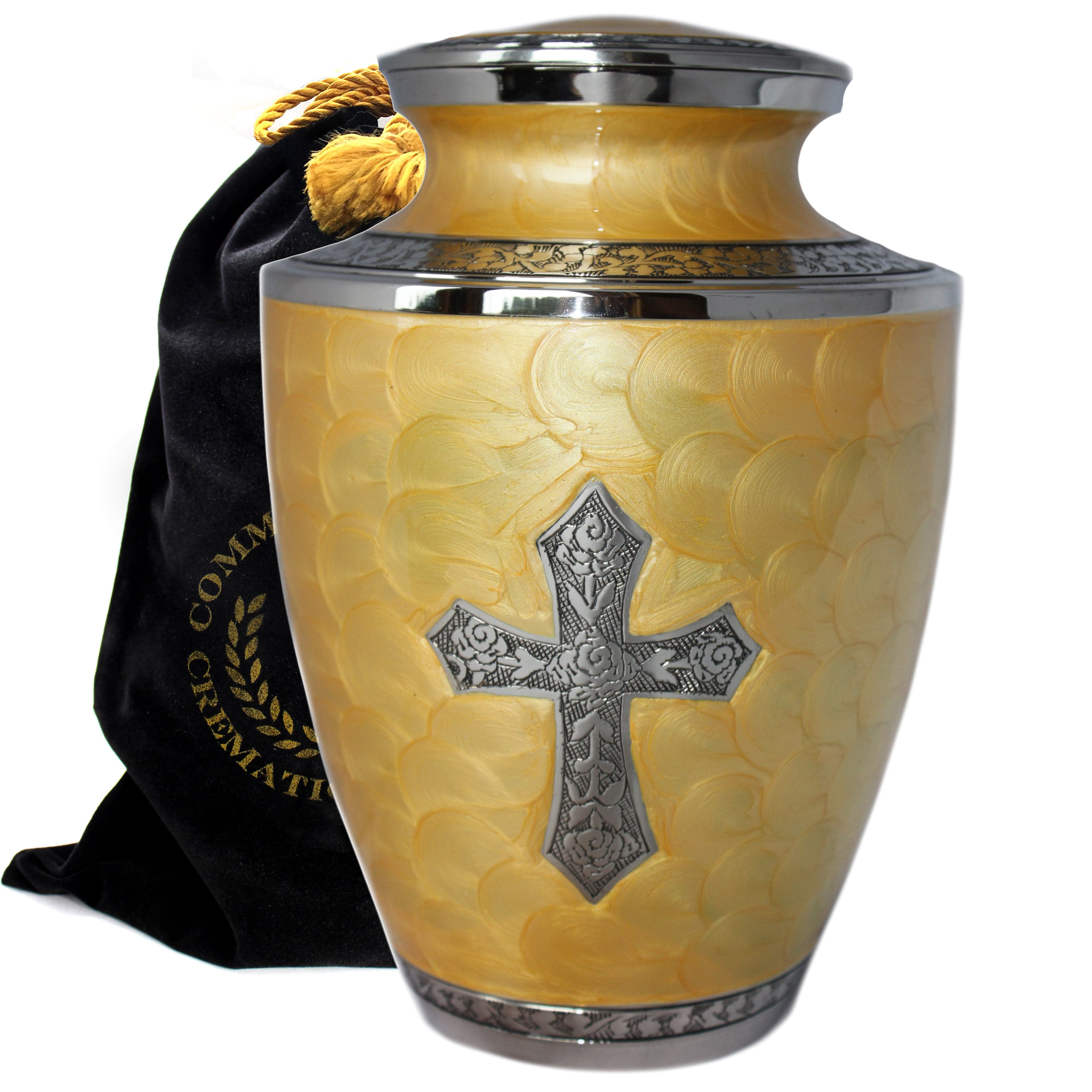 Glory to God Yellow Cross Urns for Cremation Ashes Large Urn XL or ...
