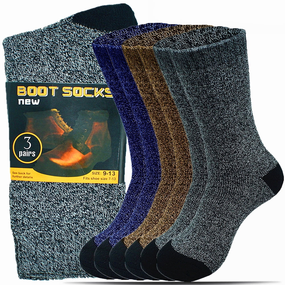 Glory Max 3-Pack Men's Winter Thermal Heated Cotton Warm Boots Crew ...