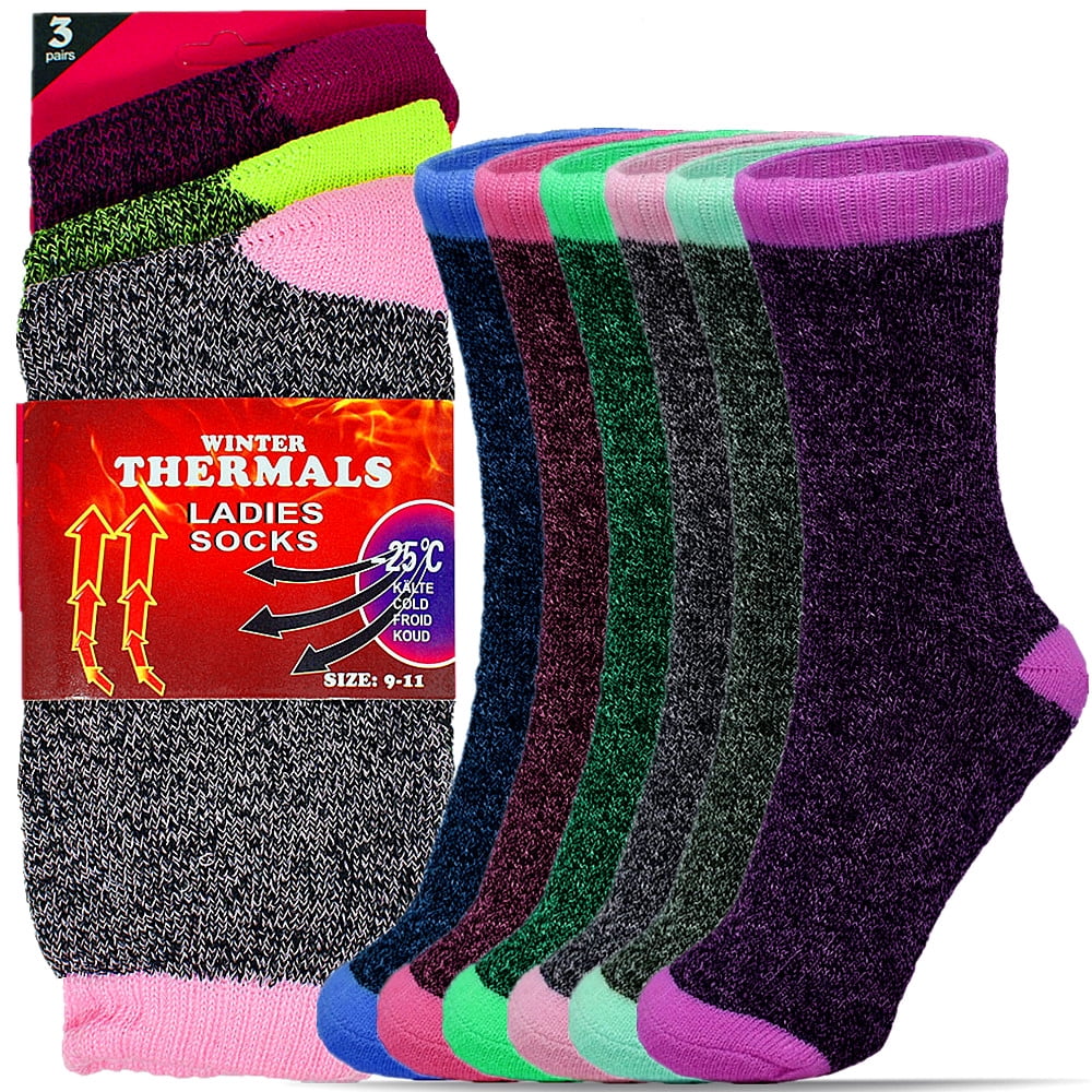 Glory Max Women's Cold Weather Thermal Heated Socks, 3-Pack, Size 9-11, for Outdoor Work ...