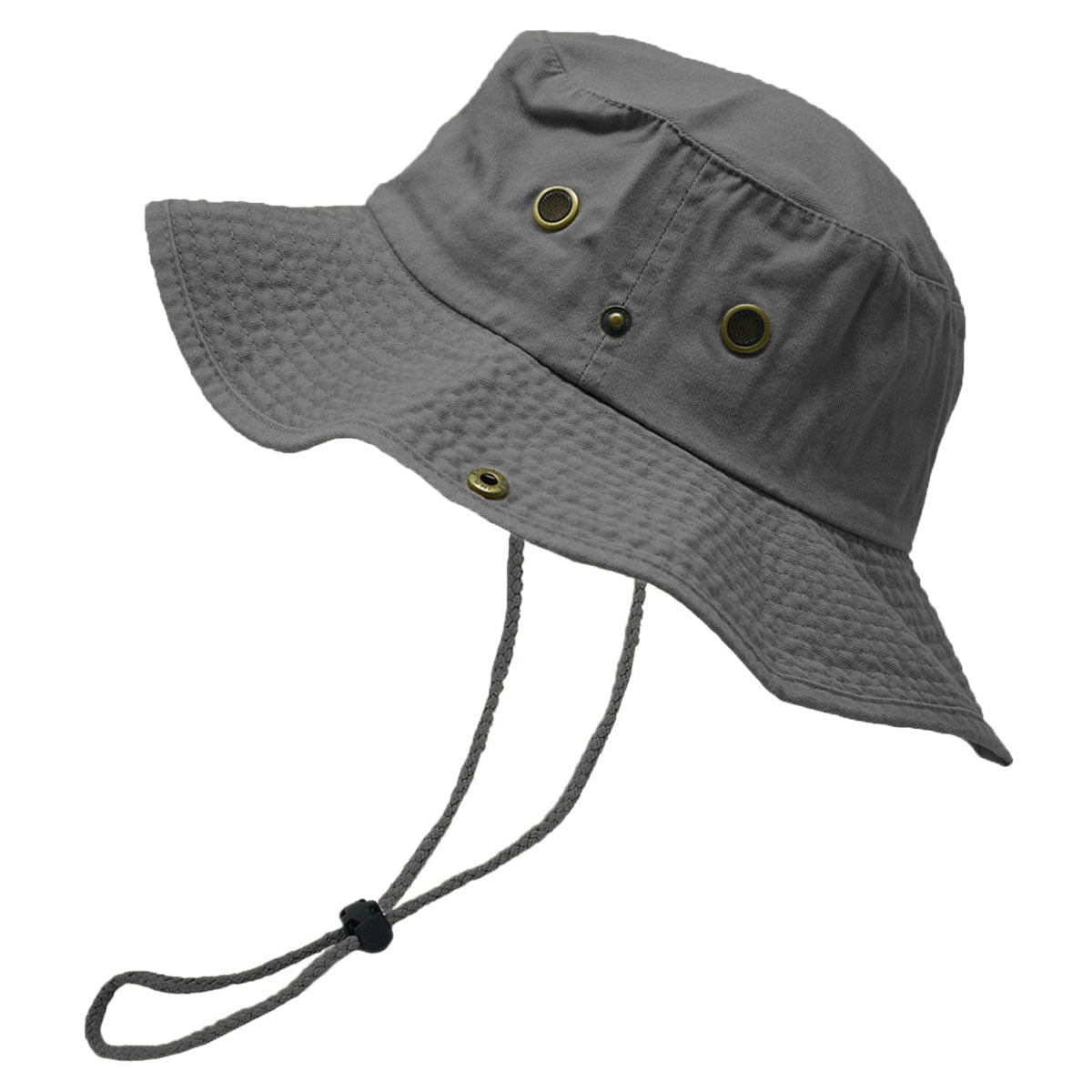 Glory Max Classic 100% Cotton Wide Brim Bucket Hat Summer Outdoor Boonie Dark Gray Hats ...