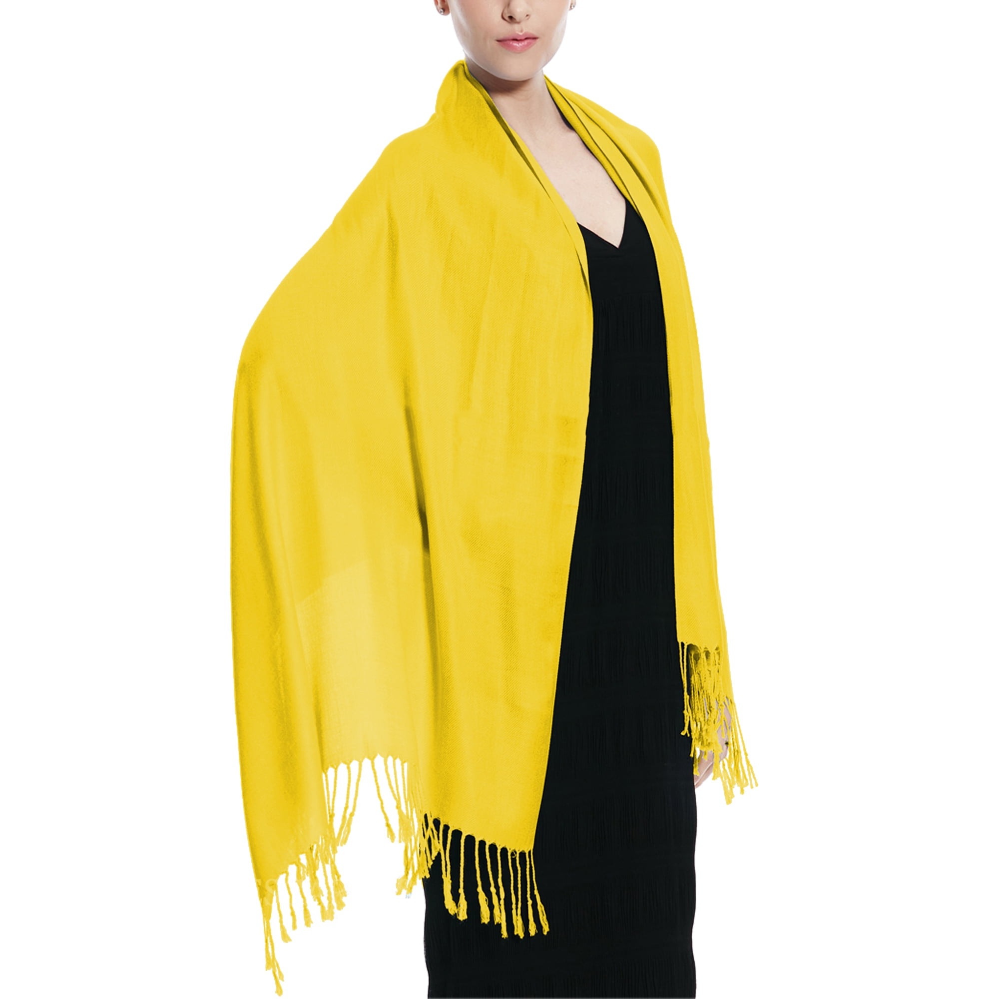 Glory Max Women's Large Pashmina Shawl, Cashmere Feel Yellow Scarf ...
