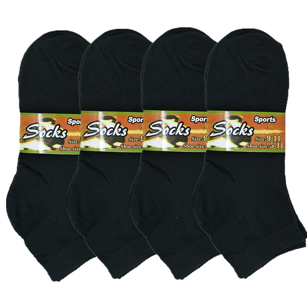 Glory Max Women's Solid Black Cotton Ankle Socks Size 9-11 Assorted ...