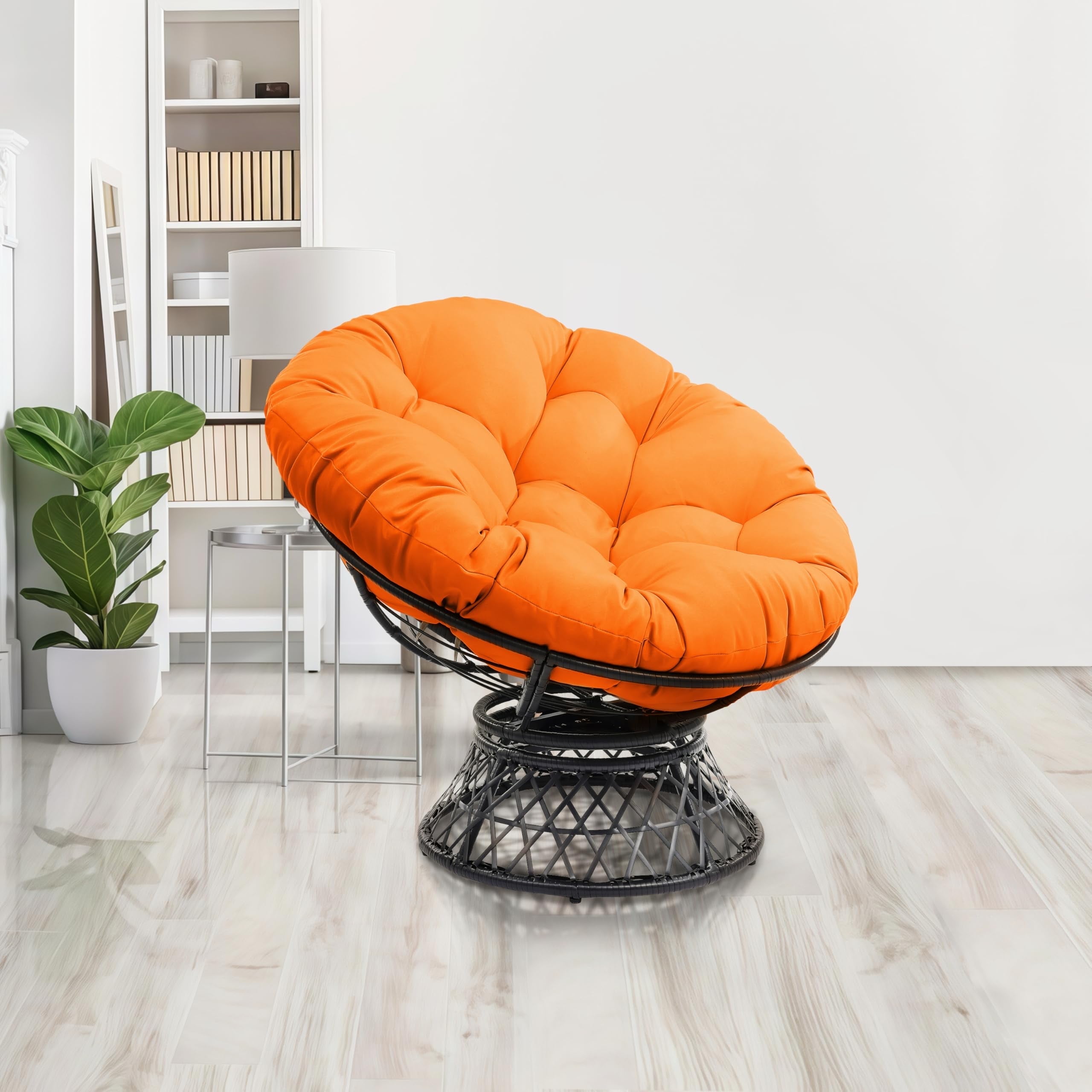 Glory Patio Home Modern Adult 360° Swivel Papasan Chair with Steel ...