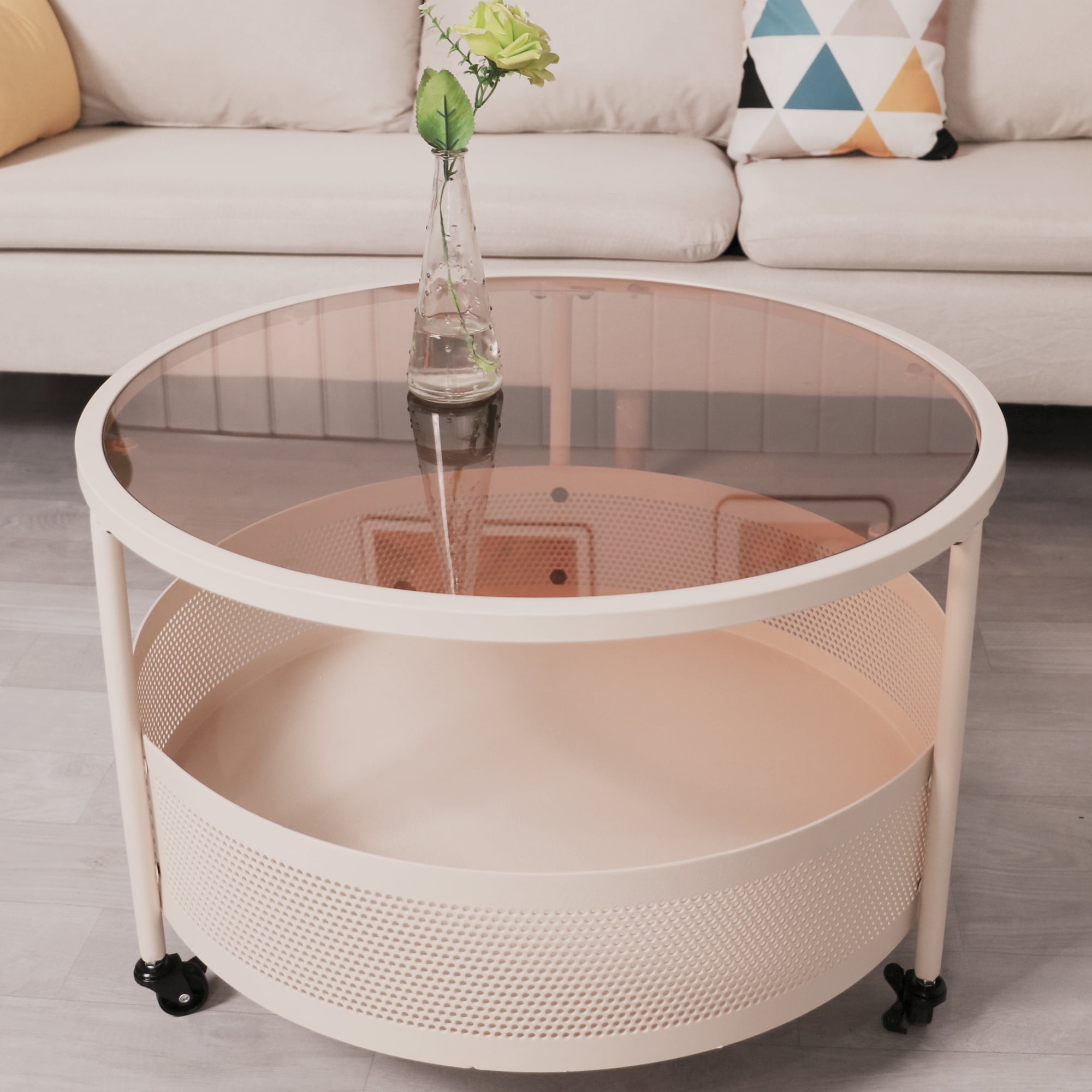 Glory Patio Round Coffee Table for Living Room, Bedroom, Modern Table ...
