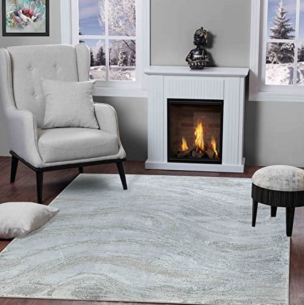 Glory Rugs Contemporary Abstract Area Rug 5x7 Cream Gold Faded Soft for ...