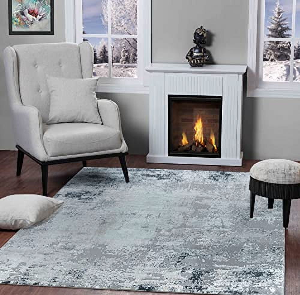 Glory Rugs Modern Abstract Area Rug 8x10 Grey Navy Faded Large Rugs ...