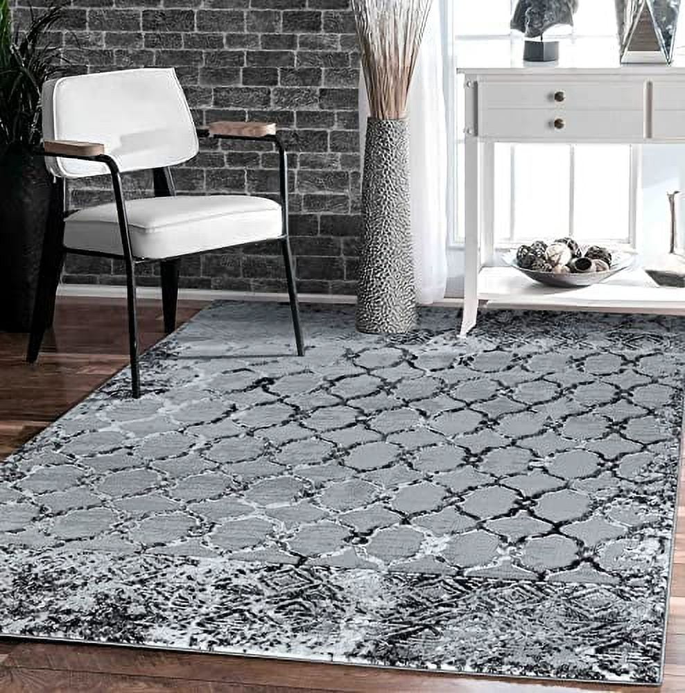Glory Rugs Modern Abstract Trellis Area Rug 5x7 Grey Black Rugs for ...